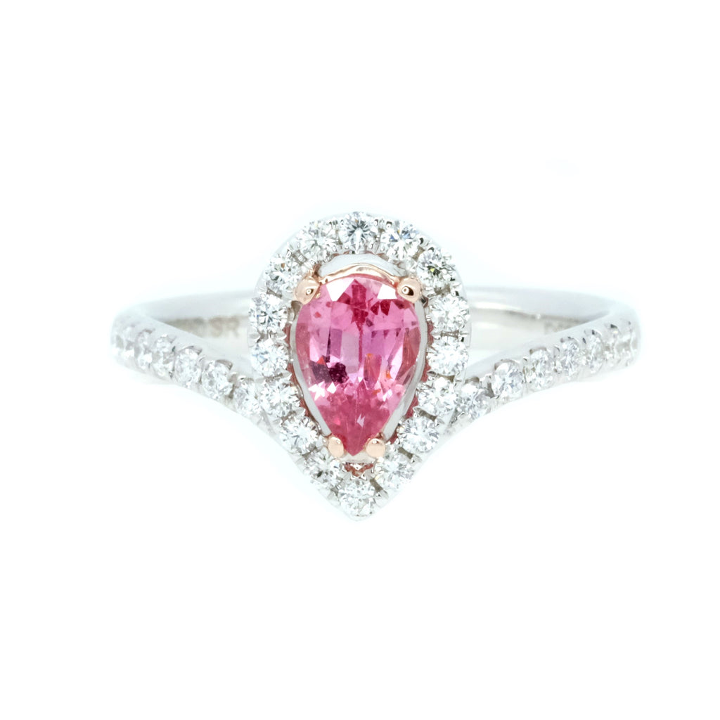 Tiara Pear Shaped Pink Sapphire & Diamond Ring – Johnny Jewelry