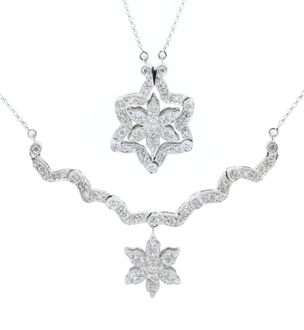 Diamond Snowflake Magnetic Convertible Pendant Necklace – Johnny Jewelry