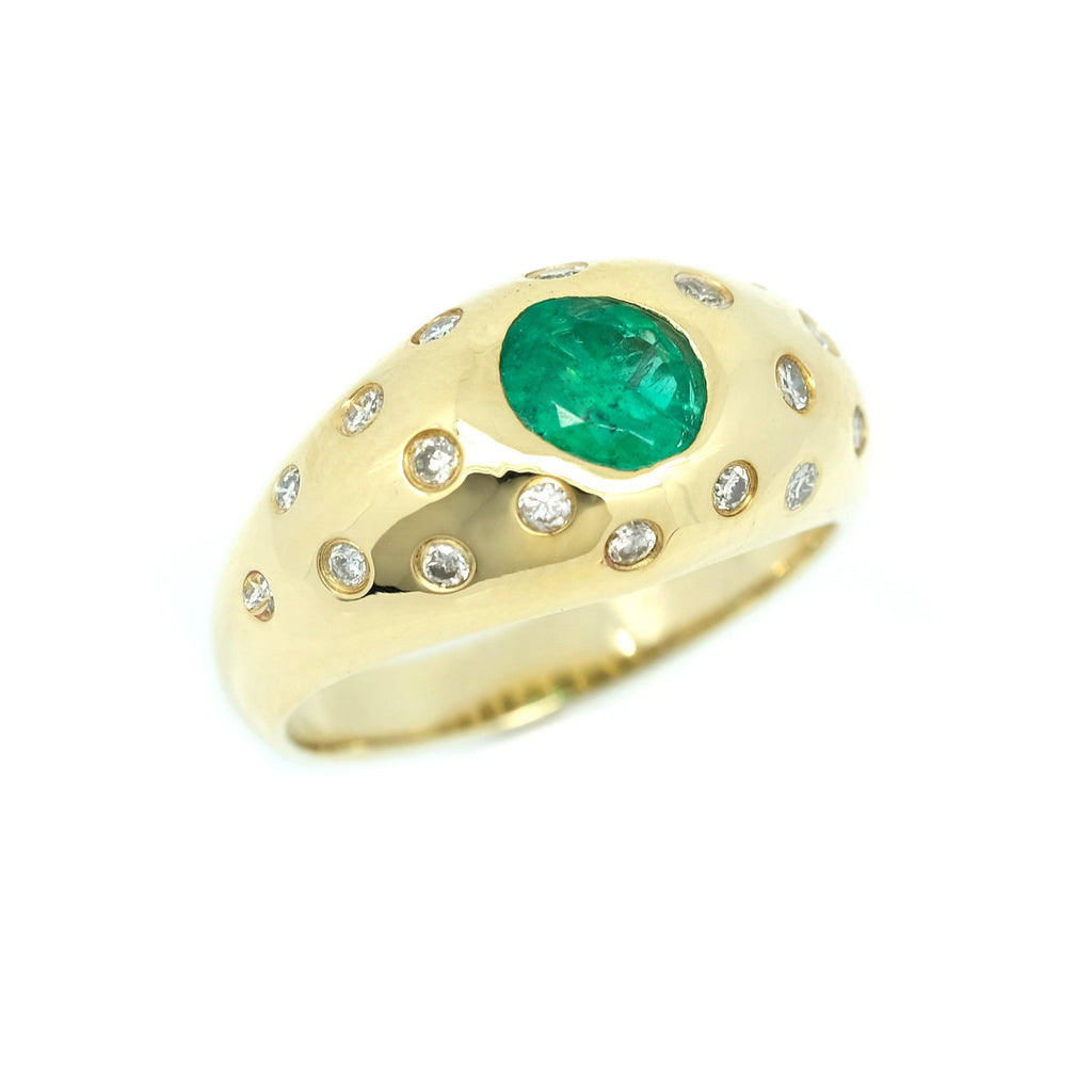 Bubble Emerald and Diamond Signet Ring – Johnny Jewelry